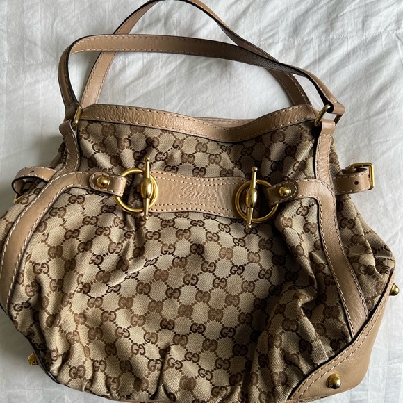 Gucci | Bags | Gucci Gg Tan Canvas Shoulder Bag | Poshmark